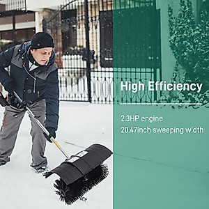 NATICRISI Outdoor Hand Held Gas Power Broom, 52cc 2-Stroke Gas Power Sweeping Broom,2.3HP Single Cylinder Walk Behind Sweeper,Lawns Artificial Grass Power Brush Lawn Sweeper Cleaner Tools