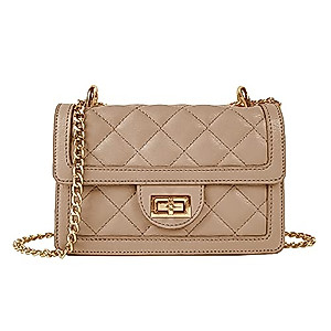 SG SUGU Small Quilted Crossbody Bag, Trendy Designer Shoulder Bag, Phone Wallet Purse for Women (Taupe)