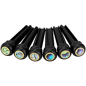 Blisstime 6pcs Ebony Guitar Pins Inlaid Abalone Dot Acoustic Guitar Replacement Parts