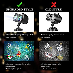 Christmas Halloween Projector Lights Outdoor Holiday, 18 HD Effects (3D Ocean Wave & Patterns) Waterproof with RF Remote Control Timer for Indoor Holiday Party Home Garden Decorations