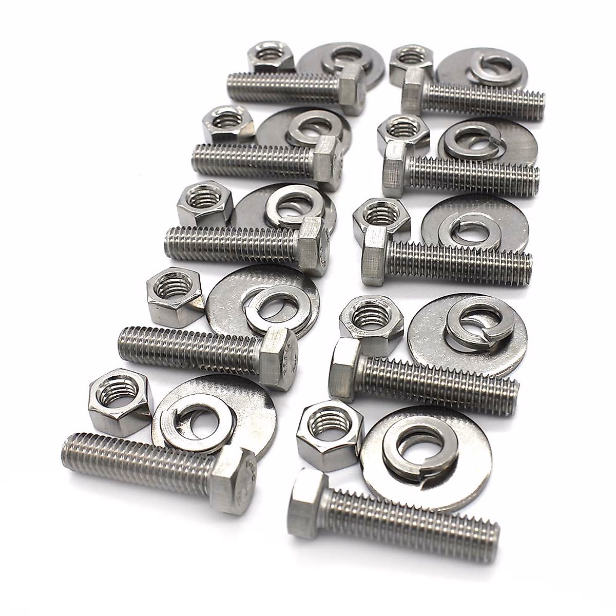 (10 Sets) 5/16-18x2" Stainless Steel Hex Head Screws Bolts, 5/16 Nuts, 5/16 Flat Washer & 5/16 Lock Washers, 18-8 (304) S/S, Fully Threaded by Bolt Fullerkreg
