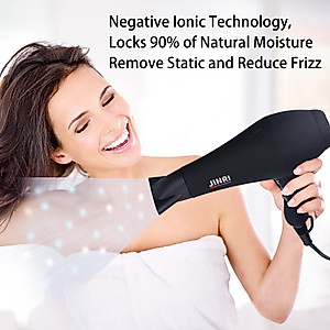 Professional Salon Grade Hair Dryer 1875W, Powerful Fast Drying Pro Negative Ionic & Infrared Blow Dryer, Low Noise Blow Dryer with Diffuser, Concentrator, Comb, 2 Speed & 3 Heat Settings