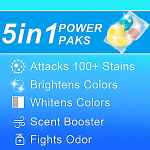 3-in-1 Laundry Pods with Softener & Scent Booster, 10x Free Power Soap Pods Laundry Detergent, Long Lasting Fresh Scent, High Efficiency (HE), 25 Count