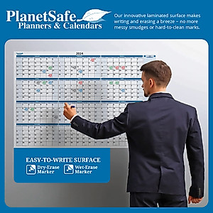 2024 Horizontal Sky Blue Wet & Dry-Erasable Wall Calendar 36 tall x 56 wide with next year planning area