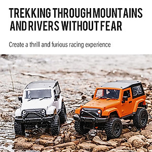 GoolRC F2 RC Car, 1/14 Scale 2.4GHz Remote Control Car, 4WD 30km/h High Speed Racing Car, All Terrains Off Road RC Monster Vehicle Truck Crawler with LED Light for Kids and Adults (White Convertible)