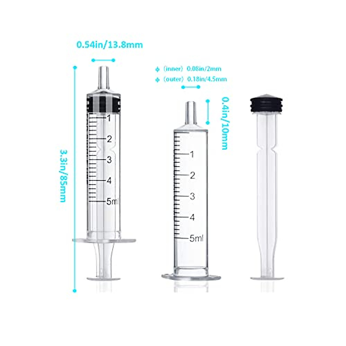10 Pack 5ml Plastic Syringe with Needle, Syringe for Liquid, Oral, Scientific Labs, Measurement, Dispensing, Feeding Pets, Oil or Glue Applicator, Individually Wrapped (5 ML)