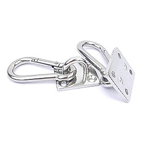 2 Set Heavy Duty Hanger Hook Hammock Wall Mount, Suspension Ceiling Hooks Outdoor Swing Mounting Hook Exercise Hook Stainless Steel Swivel Carabiner Yoga Ceiling Mount Swing Hook