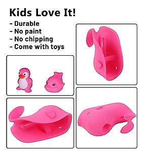 Bath Spout Cover, Faucet Cover Baby Bathroom Tub Faucet Cover Protector for Kids, Bathtub Spout Cover for Baby Kids Toddlers Protection Accessories Baby Safety Universal Bath Silicone Toys Whale Pink
