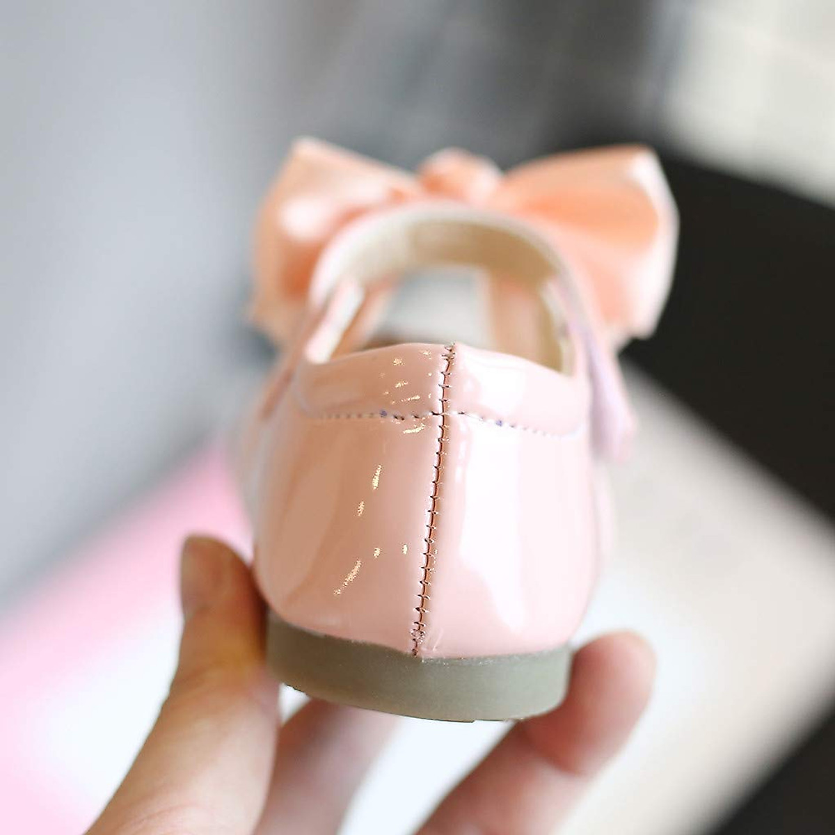 Princess Wedding Dress Mary Jane Flats Baby Girls Soft Princess Dress Flats Anti-Slip Sole Party School Wedding Pink