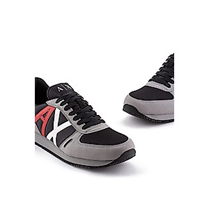 A | X ARMANI EXCHANGE Men's Retro Trainer Sneaker, Shark + Black, 10