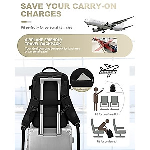 livbote Travel Backpack for Women, Large Carry on Backpack Flight Approved with Shoe Compartment & USB Charging Port, Waterproof Casual Daypack Work Business Backpacks Mochila de viaje, Black