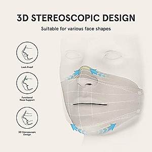 50Pcs KF94 Disposable Certified,4 Layers Protective Face Covering for Adult Individual Package