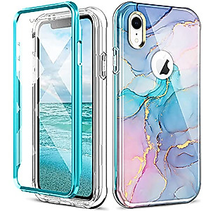 DT Series Case, Built with Screen Protector, Lightweight and Stylish Full Body Shockproof Protective Rugged TPU Case for Apple iPhone XR 6.1inch（Marble）
