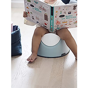 BÉABA - Baby's Training Potty - Ergonomic Baby Potty - Non-slip - Hygienic - Easy care - Handgrips on The seat - Made in France - Green Blue