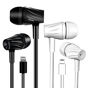2 Pack-Apple Headphones Wired Earbuds with Lightning Connector Earphones Built-in Microphone & Volume Control. Compatible with All iPhone 13/12/11 Pro Max/Xs Max/XR/X/7/8 Plus