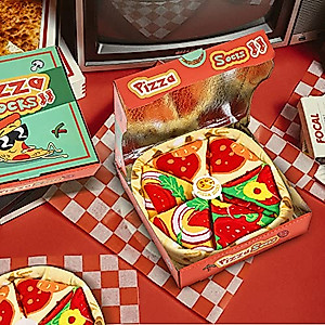 Funny Pizza Socks Box for Men Women Teen Boys - Funny Pizza Lovers Gifts Novelty Food Fun Funky Cool Crazy Silly Crew Socks-Valentines Day Birthday Gifts Ideas Christmas Stocking Stuffers (M,4 pairs)