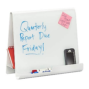 Safco Products 3220WH Wave Desktop Whiteboard & Magnetic Document Stand, White