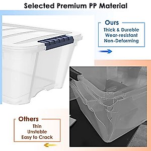 Giantex 12 Pack Storage Bins with Lids, 12.7 Qt. Storage Box, Stackable & Nestable Shoe Box, Tote Boxes, Closet Organization Container with Secure Latching Buckles, Classroom Art Supplies Storage, Clear