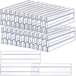 Hoteam 24 Pack Drawer Dividers Organizers for Clothes Adjustable Kitchen Drawer Organizer 3.2 Inch High Dresser Expandable from 11-19 Inch Clear Plastic Separators for Clothing Kitchen Dresser