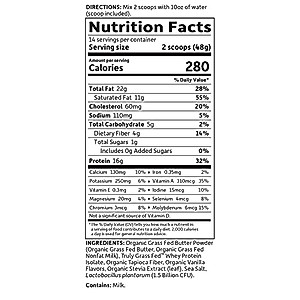 Garden of Life Dr. Formulated Ketogenic Meal Balanced Shake Powder, Truly Grass Fed Butter & Whey Protein Plus Probiotics, Non-GMO, Gluten Free, Paleo Replacement, Vanilla, 23.7 Oz