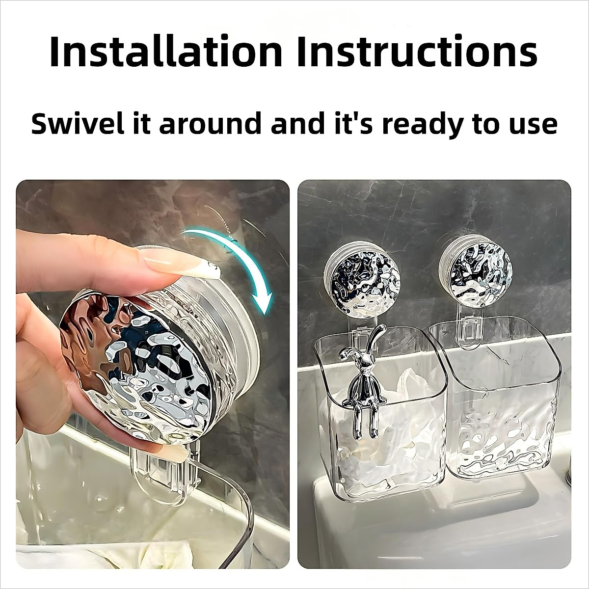 CRUIFU Acrylic Transparent Shower Storage, Light Luxury Style Glacier Pattern Suction Cup Shelf, Shower Caddy Easymount Bathroom Storage Shelf No Drilling Required