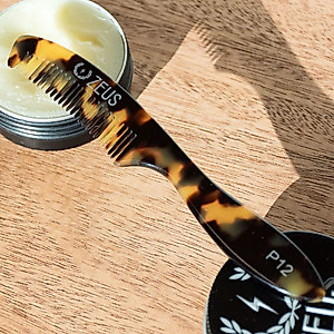 ZEUS Large Mustache Comb, 5" x 0.75", Best Handmade Saw-Cut Moustache Comb with Extended Handle (Tortoiseshell) - P12