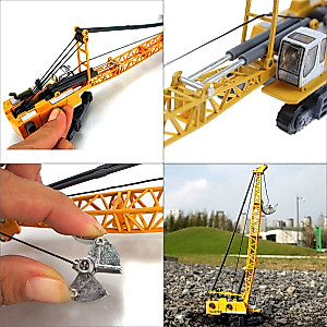 Tipmant Children Alloy Die-cast Car Model Toy Excavator Truck Digging Cable Engineering Vehicle Tower Crane Collection Gift for Kids Scale: 1:87