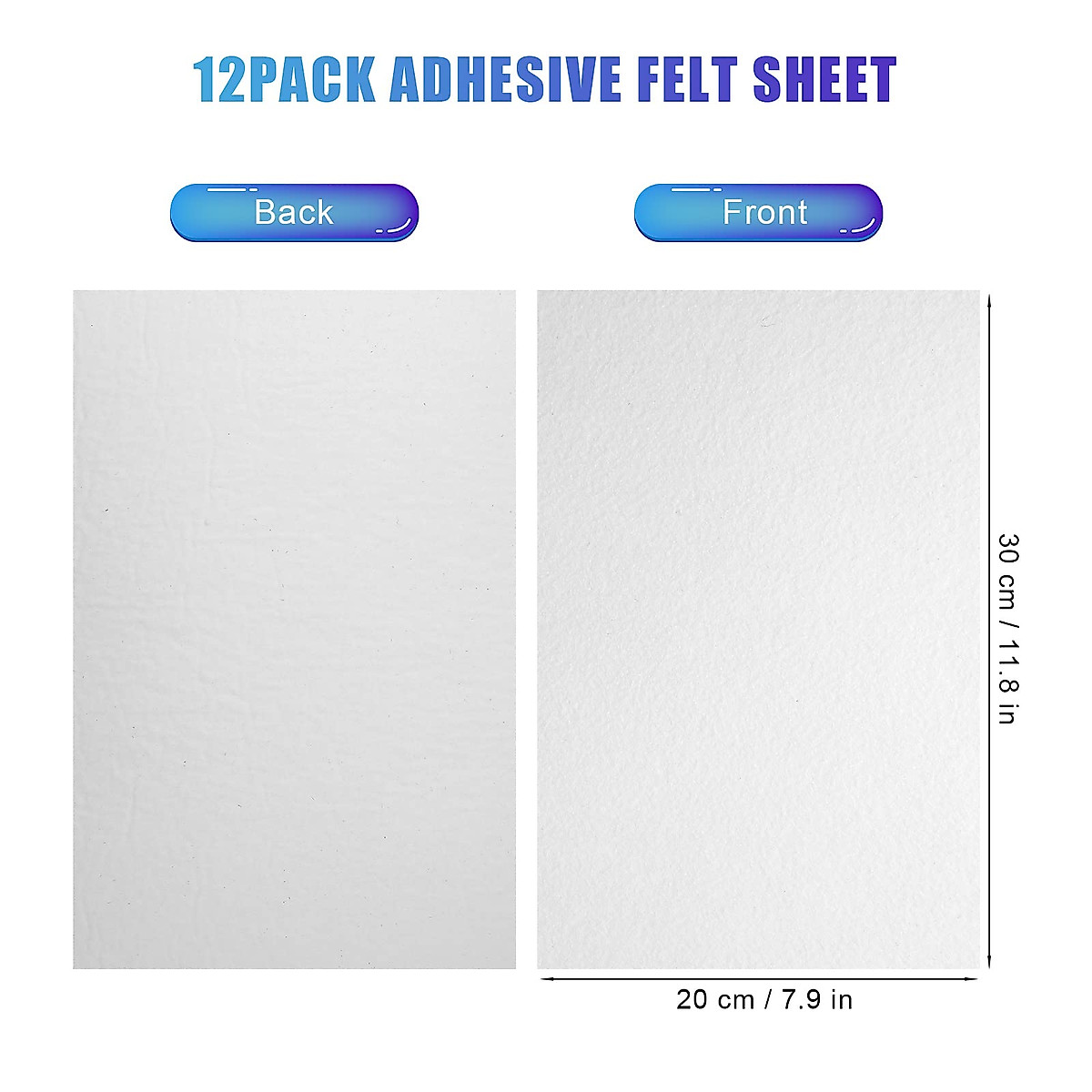 AIEX 12 Sheets Self Adhesive Felt Sheets, 7.9x11.8inch Sticky Back for Crafts Drawer Liner Jewelry Box DIY (White)