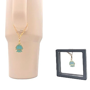 ZHU IN SY Stanley Cup Accessories Charms, Handle Charm for Tumbler/Water Bottle Personalized, Water Cup Identification Metals Name Plate/Simple Modern (Blue-Green Jellyfish)