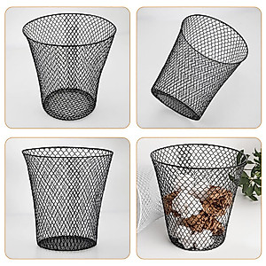Cabilock Black Mesh Trash Cans Open Top Metal Wire Wastebasket Recycling Garbage Container Lightweight Trash Bin Garbage Can for Home Office Hotel Dorm Room Living Bedroom