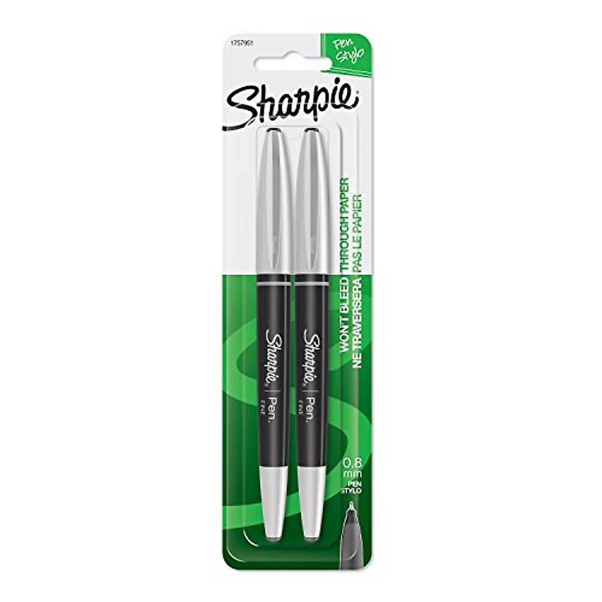 SHARPIE Grip Pens, Fine Point (0.8mm), Black, 2 Count (1757951)
