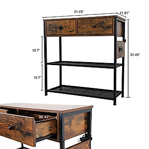 Industrial Entryway Console Table with Drawers, Shelves, AC Outlets, and USB Ports - Ultimate Sideboard Buffet Cabinet for Living Room, Foyer, Hallway - Stylish Storage Solution