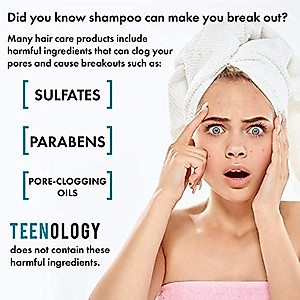 Teenology Conditioner for Teens - Avoid Forehead and Body Acne - Sulfate and Paraben Free, Noncomedogenic, Natural Botanical Extracts, Blueberry Pomegranate Cucumber - 16 oz.