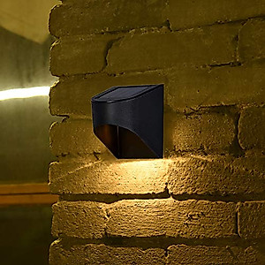 MAGGIFT 4 Pack Metal Solar Deck Lights Outdoor Waterproof, Solar Powered Wall Lights Fence Lights Night Outside Lights Decorations for Steps Stairs Walkway Garden Fences Wall