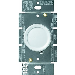 Lutron Rotary Dimmer for Incandescent Bulbs, 600-Watt Single-Pole Preset, D-600P-WH, White