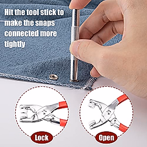 Clatoon 200 Sets Metal Snaps Buttons with Fastener Pliers Press Tool Kit Perfect for DIY Crafts Clothes Hats and Sewing (10 Colors,9.5mm)