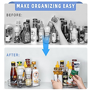 2 Pack | 10.6" SissiJohoy Lazy Susan Turntable Organizer for Kitchen Cabinet Pantry Refrigerator Countertop Dresser, Clear