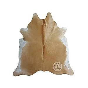 Genuine Palomino Beige and White Cowhide Rug 6 x 7-8 ft. 180 x 240 cm