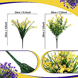 24 Bundles Artificial Flowers for Outdoors Spring Summer Plants Outside Plastic Faux Flower False Flowers for Home House Garden Hanging Planters Vase Indoor Outside Garden Porch Patio Decorations