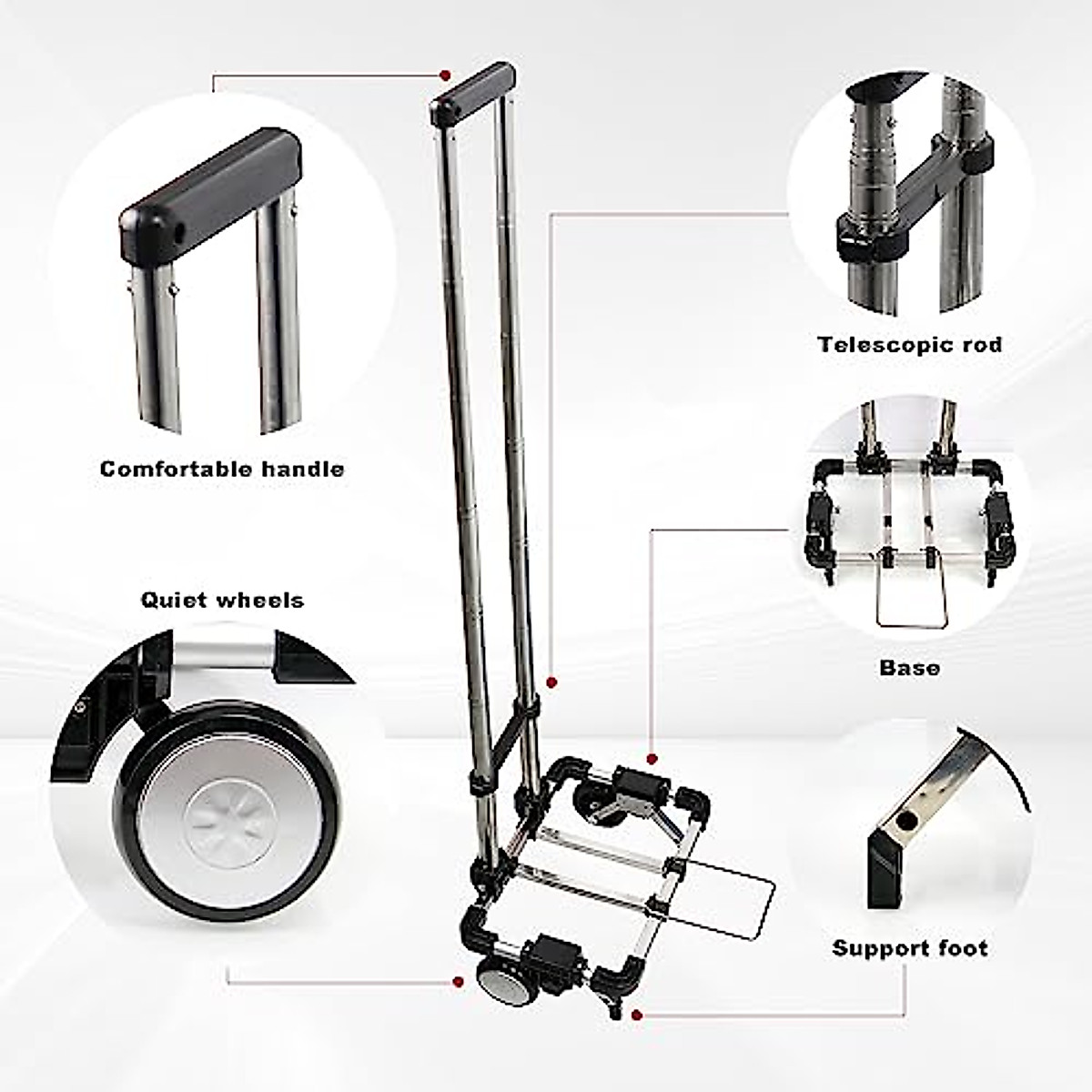 CNQLIS Folding Hand Truck,Portable Carrying Cart, Compact, Mini Lightweight for Travel/Auto/Moving/Office Use,12in.Hx9in.W Fits Most Backpacks- 55lbs Lightweight Hand Truck