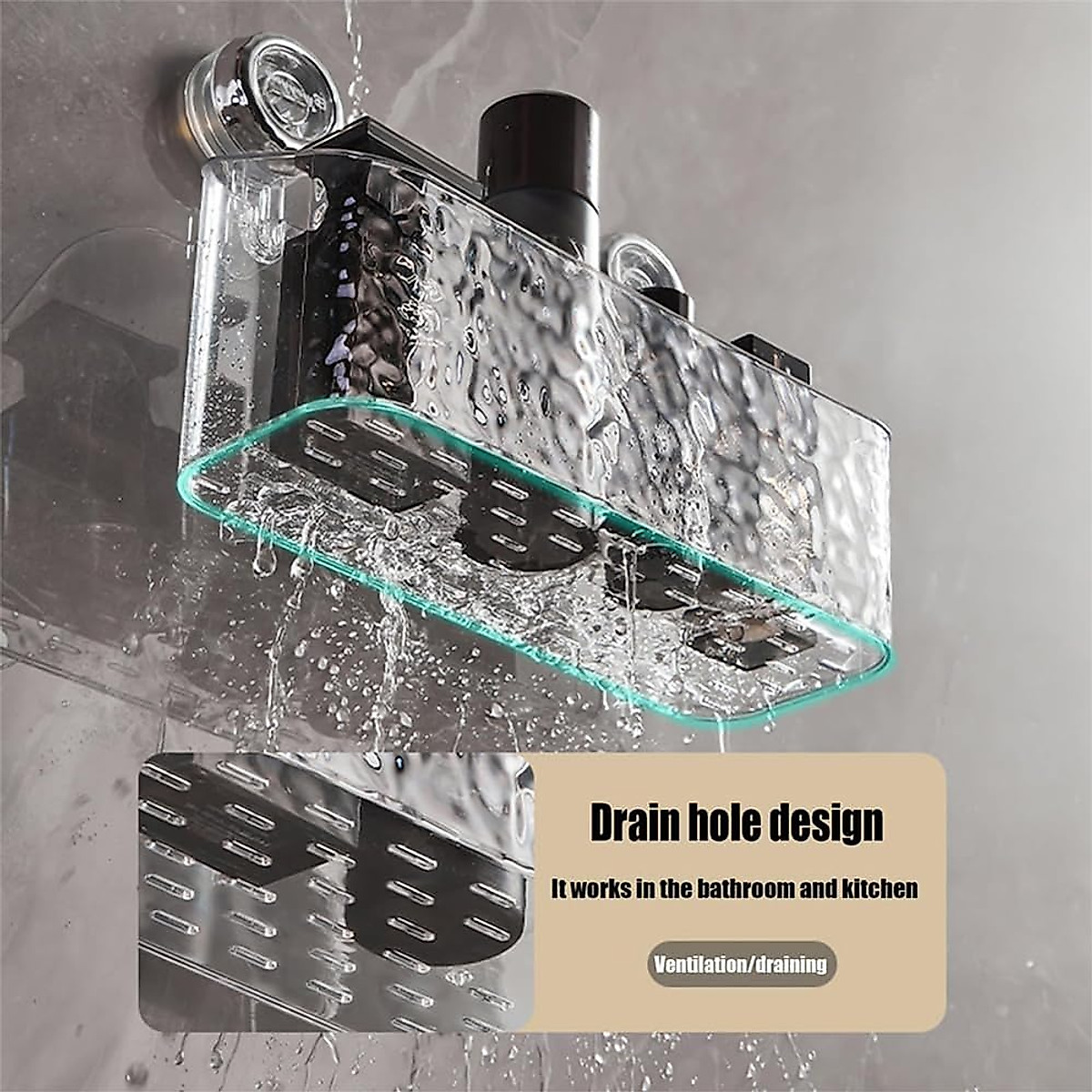 Attarrior Bathroom Suction Cup Storage Rack Without Punching Wall-mounted Shelf Bathroom Shower Storage Acrylic for Bathroom Storage (Clear, 2 PCS)