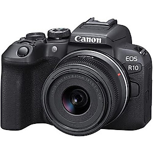 Canon EOS R10 Mirrorless Camera with 18-45mm Lens with Advanced Accessory and Travel Bundle | Canon 1-Year USA Warranty | 5331C009 | Canon EOS R10 Mirrorless Camera 18-45mm Lens
