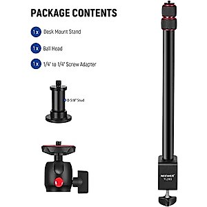 NEEWER Extendable Camera Desk Mount with 1/4" Ball Head, 17”-40” Adjustable Table Light Stand with 1/4" Screw Adapter and C Clamp for DSLR Camera, Ring Light, Live Stream, Vlog, Max Load: 6.6lb/3kg