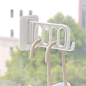 GILIGEGE Multi Functional Folding Sticky Hook Seamless Sticker Plastic Hanger Hook Wall Mounted Clothes Storage Hanger Extra Large Dish Drying Rack for and Pans (White, One Size)