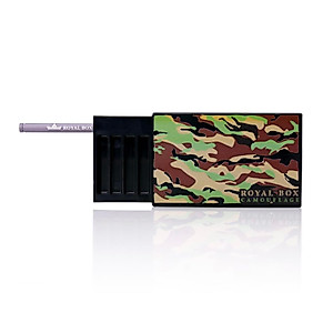 Generic Original Camouflage Royal Box Black 8 Compartment Snuff Wallet Box with Built in 3"" Metal Alloy Straw