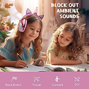 homicozy Kids Ear Protection,Noise Cancelling Sound Proof Headphones for Toddlers Children Teens,Sound Blocking Kids Hearing Protection Earmuffs for Concerts,Autism,Unicorn Gifts for Girls Age 1 Up