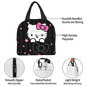 Solmlgo Kids Lunch Bag for Women Girls Cat Lunch Box Pink Insulated Lunch Bags Reusable Cooler Tote Lunch Box with Pockets for Office Work School Picnic