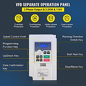 VEVOR VFD CNC Spindle Motor Kits 110V CNC Spindle Motor Kits 2.2KW Water Cooled Spindle Motor 400HZ 24000RPM VFD 3HP Water Pump 80W Water Pipe 6m&13pcs Collet CNC Kit&20pcs Mill Bits for CNC Engraver