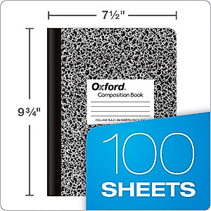 Oxford Composition Notebooks, College Ruled Paper, 9-3/4 x 7-1/2 Inches, 100 Sheets, Black, 6 Pack (63767)