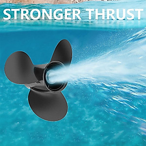 Qiclear 9.25 x 9 &10&11 | 14 Spline Tooth Upgrade Aluminum Outboard Propeller fit Mercury Engines 9.9/15/20HP Tohatsu Engine 9.9HP 15HP 18HP, RH (9.25x10)